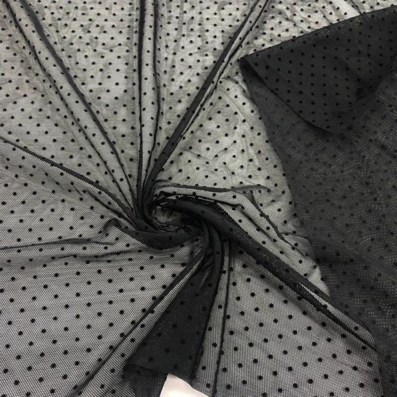 Flok Baskılı Likralı Tül Kumaş Satın Al - Kumaş Burada