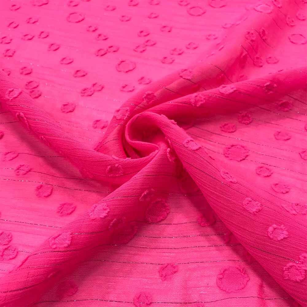 Ponpunlu Şifon Kumaş Neon Pembe - Kumaş Satın Al - Kumaş Burada